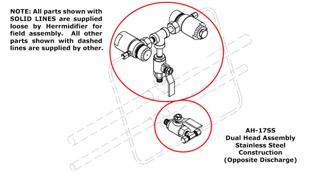 Herrmidifier Dual Pneumatic Part #A-17 Dual Head Assembly